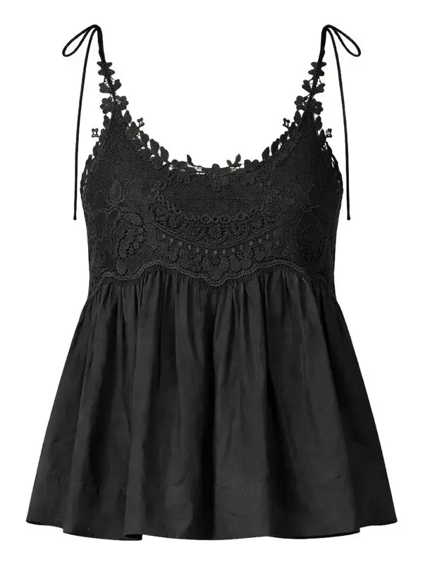 TWINSET Lace-trim Woven Top - Black
