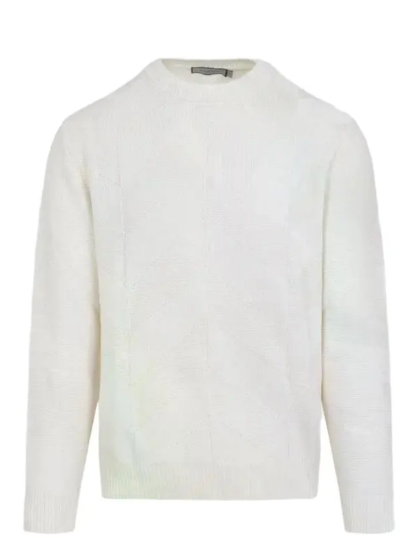 Canali Geometric Knitted Jumper - Neutrals