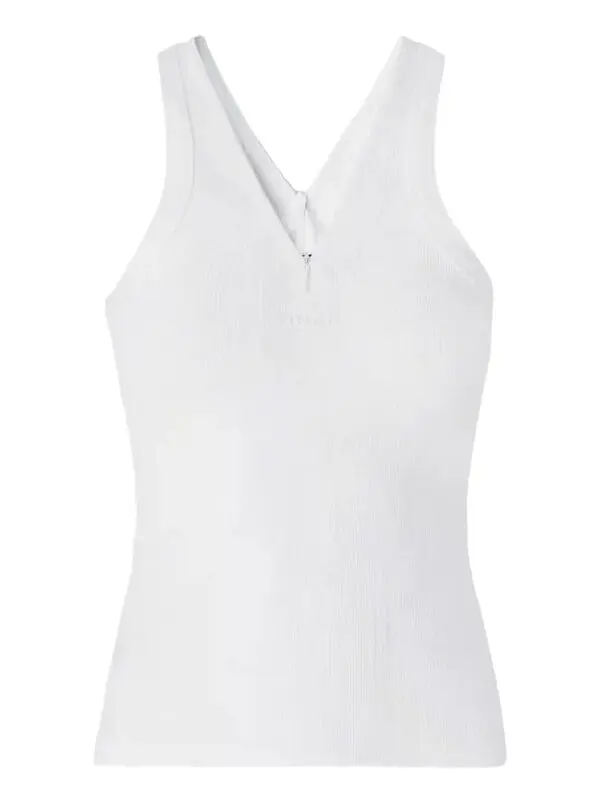 Pinko Ribbed V-neck Top - White