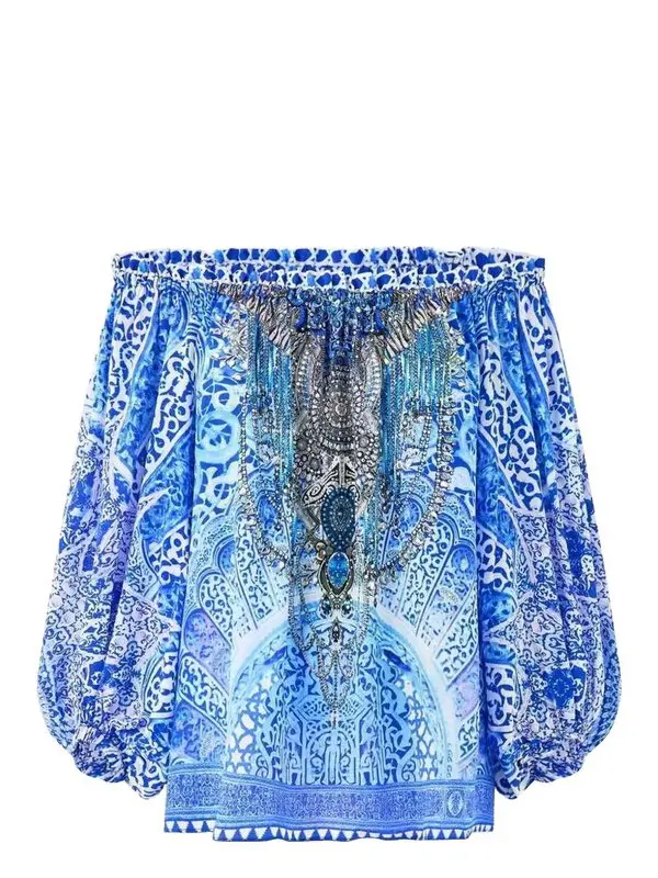 Camilla Bosphorous Off-shoulder Top - Blue