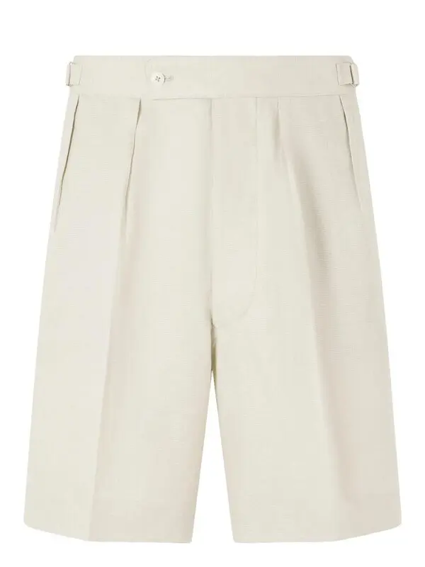KAPTAIN SUNSHINE Straight-leg Linen And Silk-blend Shorts - Neutrals
