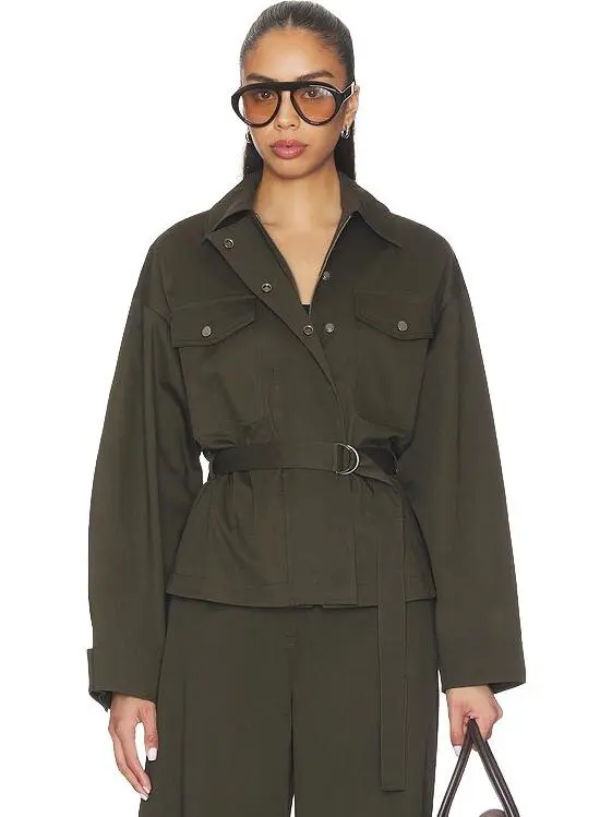 EAVES X Jasmine Tookes Lina Belted Jacket - Dark Moss
