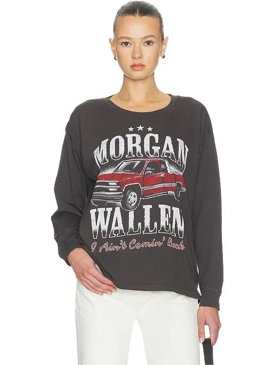 Daydreamer Morgan Wallen Ain't Coming Back Long Sleeve Top - Washed Black