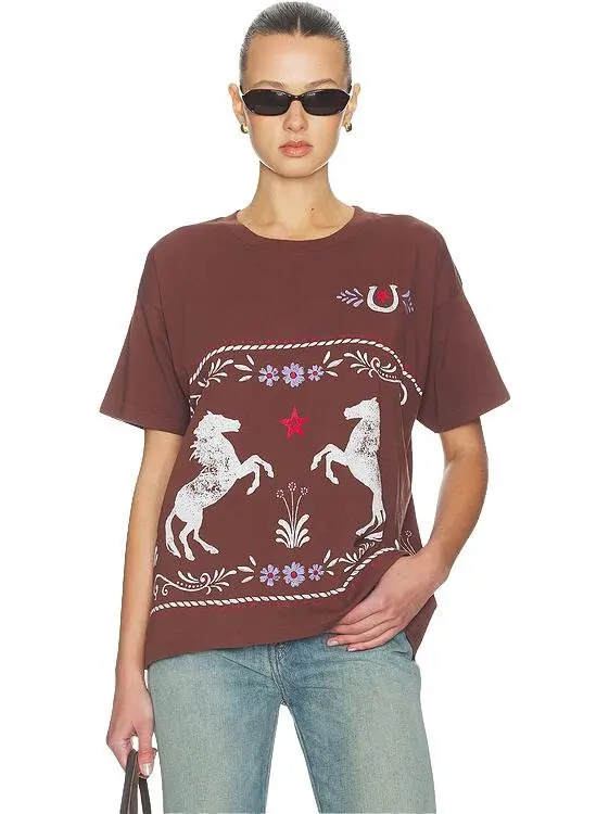 Daydreamer Floral Horse Graphic Tee - Nutmeg