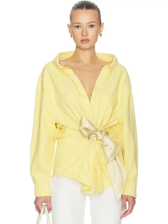 AREA Satin Knot Oxford Shirt - Light Yellow