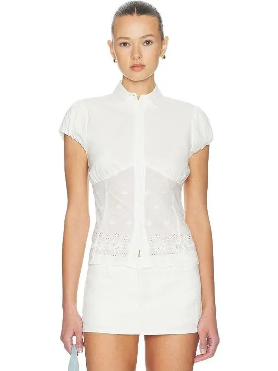 GUIZIO Rinka Embroidered Blouse - Ivory