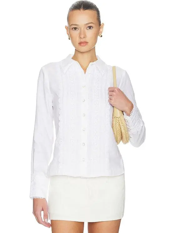 Cara Cara Ideal Shirt - Lace Inserts White
