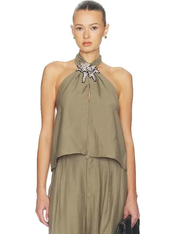 MOTHER OF ALL Mona Collar Top - Olive