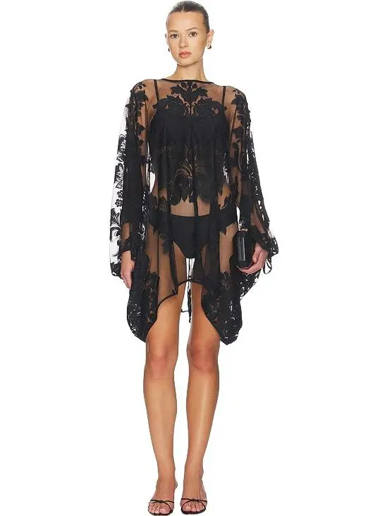 Norma Kamali Mini Caftan - Black