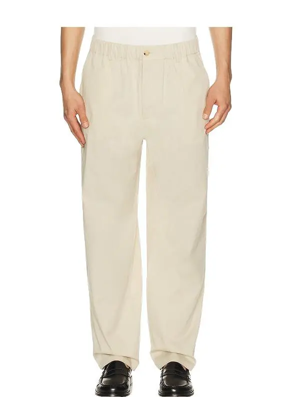 FRAME Relaxed Cotton Trousers - Light Beige