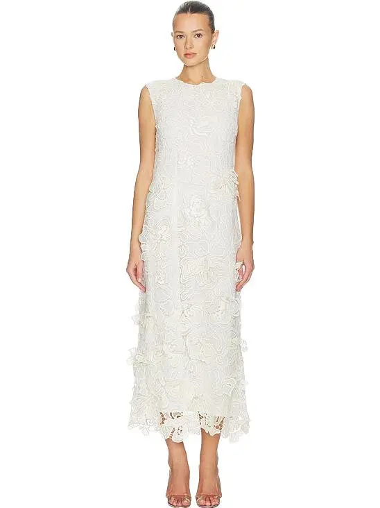 Simkhai Dahlia Lace Midi Dress - White