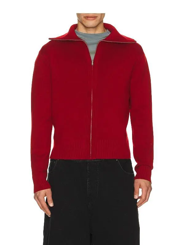 ENTIRE STUDIOS Knit Zip Up Jacket - Cherry