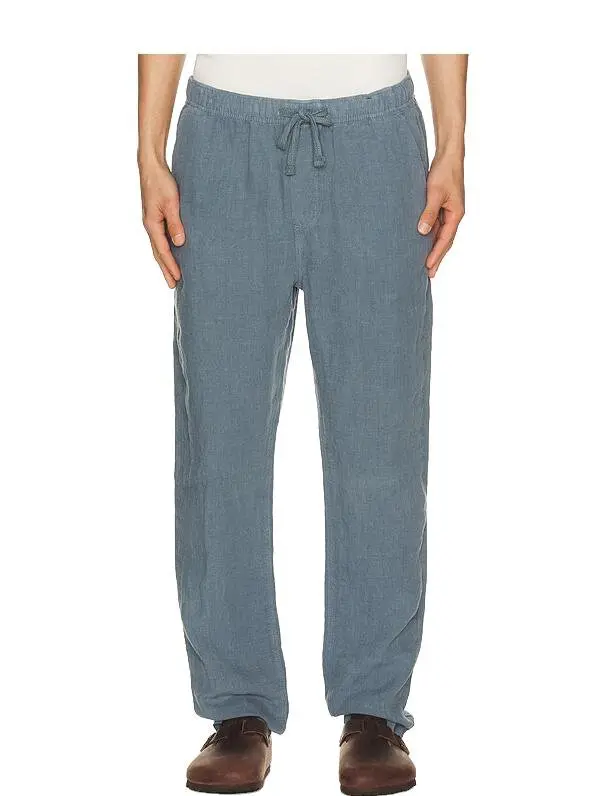 Faherty Brand Linen Drawstring Pants - Deep Marine