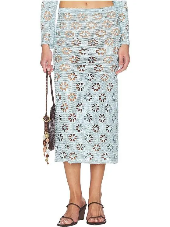 Calle Del Mar Floral Crochet Skirt - Tide