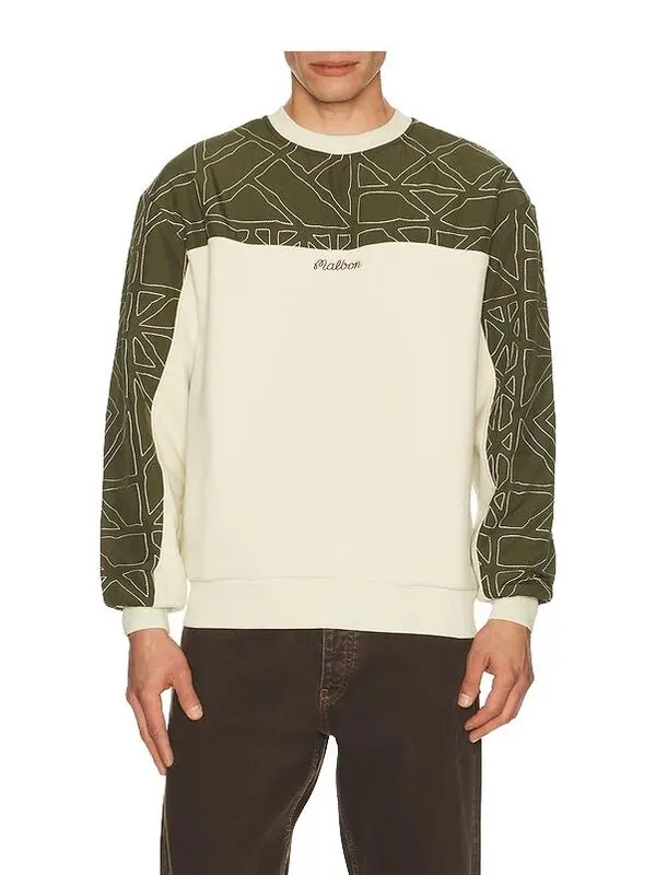 MALBON Tierra Crewneck Sweater - Cream & Olivine
