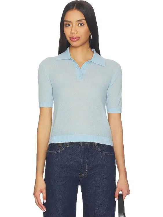 EAVES Emmery Light Knit Polo - Light Blue