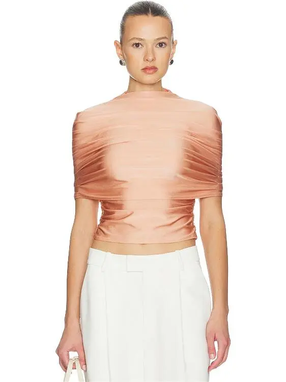 Lapointe Mock Neck Ruched Top - Dune