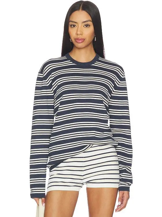EAVES Cydnee Striped Oversized Sweater - Navy Multi
