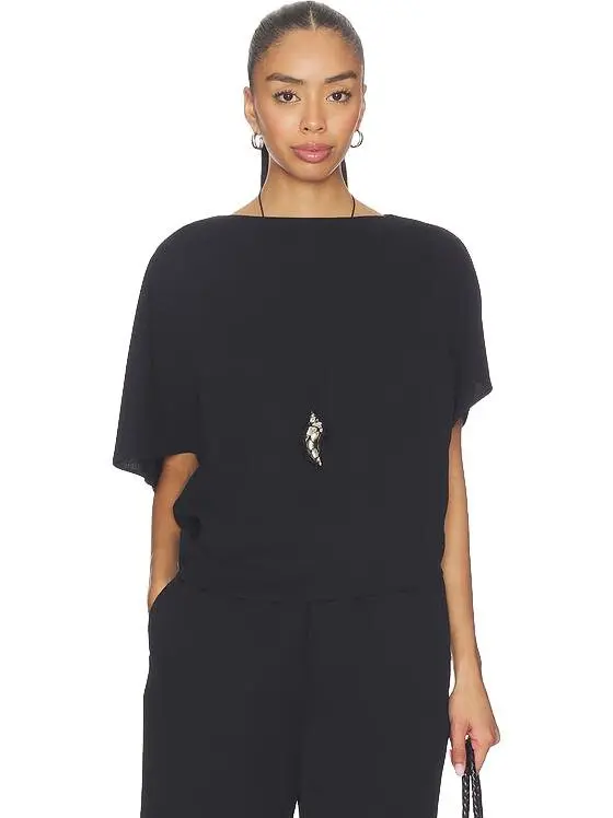 EAVES X Jasmine Tookes Greta Polished Crepe Top - Black