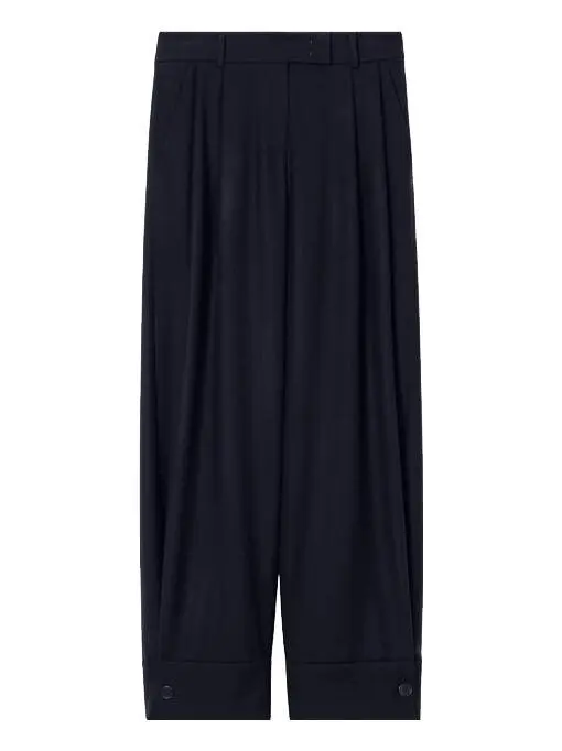 Giorgio Armani Virgin Wool Pleated Trousers - Blue / Navy