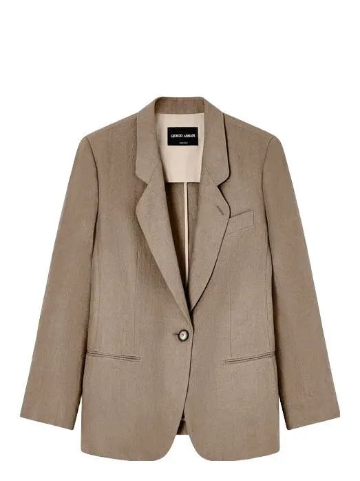 Giorgio Armani Single-breasted Linen Jacket - Brown