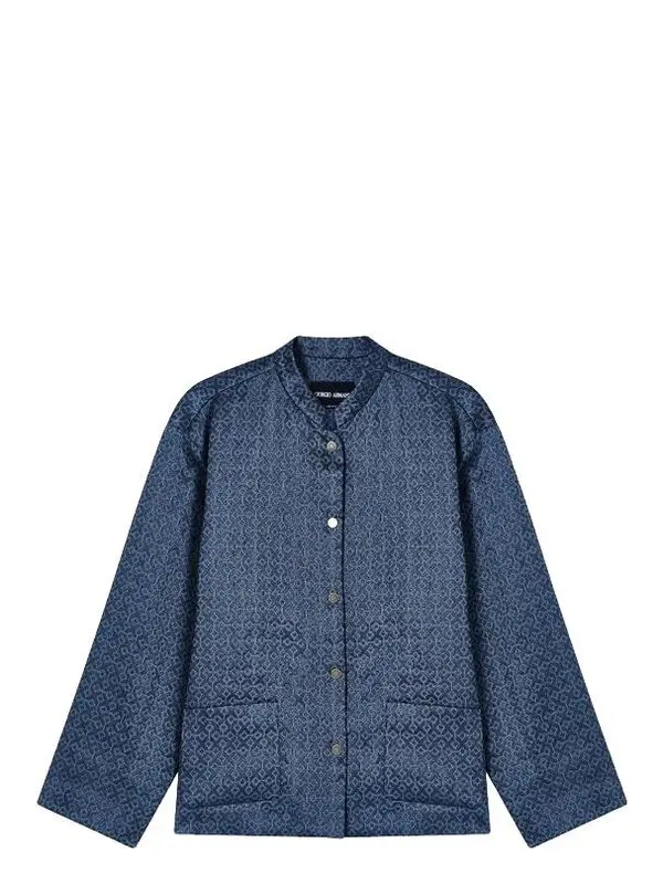 Giorgio Armani Printed Linen And Viscose Shirt Jacket - Blue / Navy