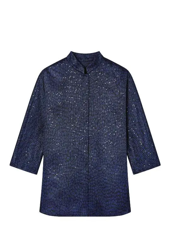 Giorgio Armani Viscose-blend Jacket With Sequins - Blue / Navy