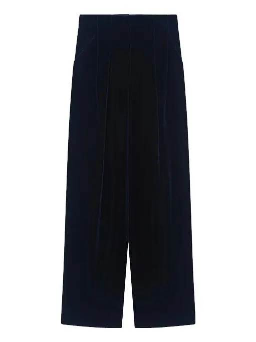 Giorgio Armani Double-darted Velvet Trousers - Blue / Navy