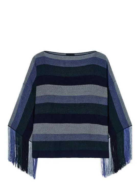 Giorgio Armani Viscose Striped Jumper With Fringe - Stripe