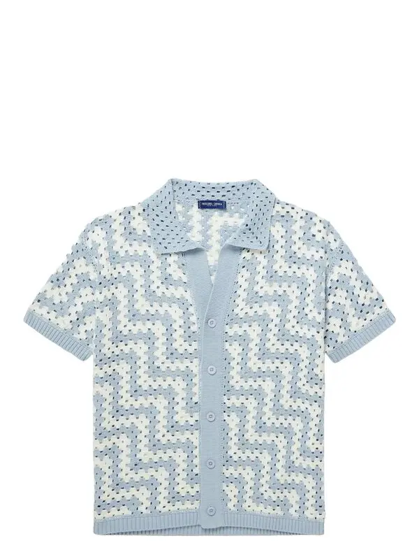 Frescobol Carioca Pinto Crocheted Cotton Shirt - Blue