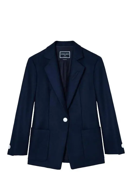 Giorgio Armani Single-breasted Cashmere Flannel Jacket - Blue / Navy