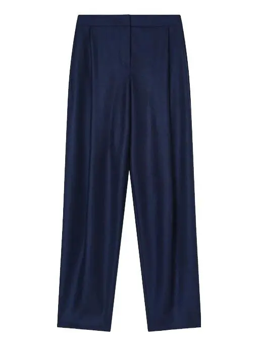 Giorgio Armani Cashmere Flannel Single-pleat Trousers - Blue / Navy