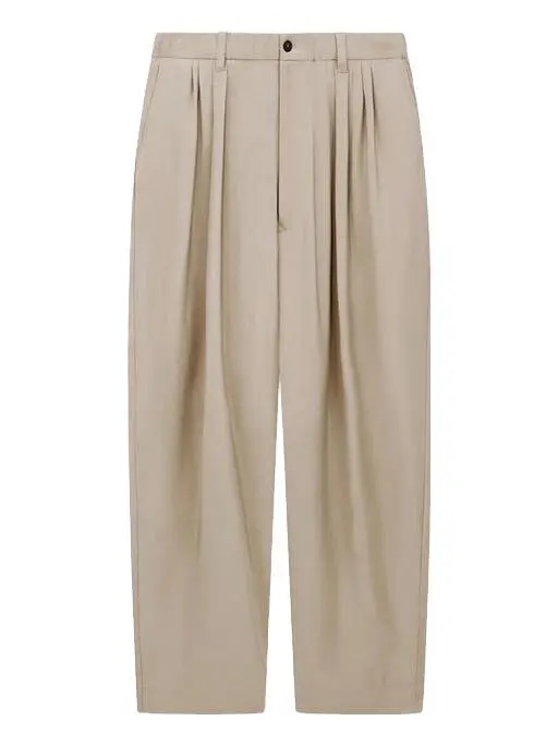 Giorgio Armani Faded Viscose Twill Pleated Trousers - Natural