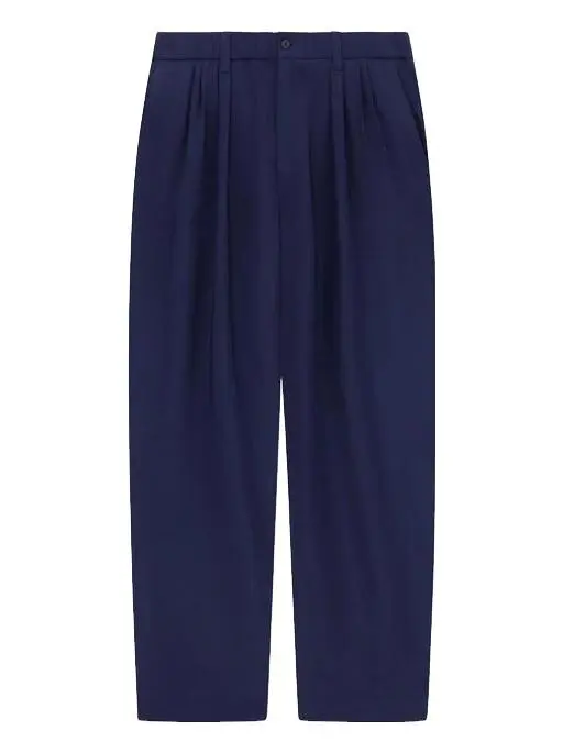Giorgio Armani Faded Viscose Twill Pleated Trousers - Navy