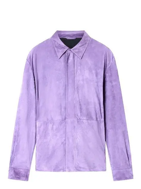 Giorgio Armani Lambskin Suede Shirt Jacket - Purple