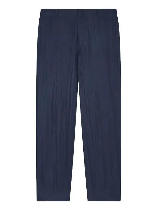Giorgio Armani Viscose Technical Twill Flat-front Trousers - Navy
