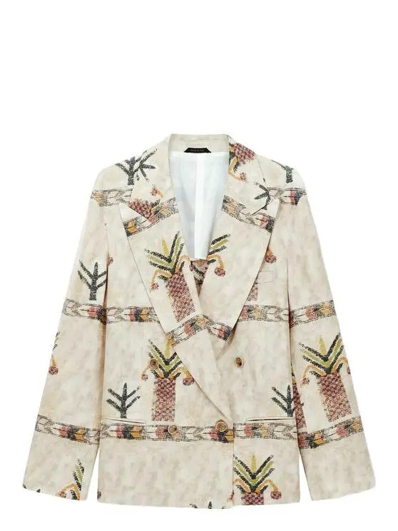 Giorgio Armani Lyocell And Silk Double-breasted Jacket With Print - Red