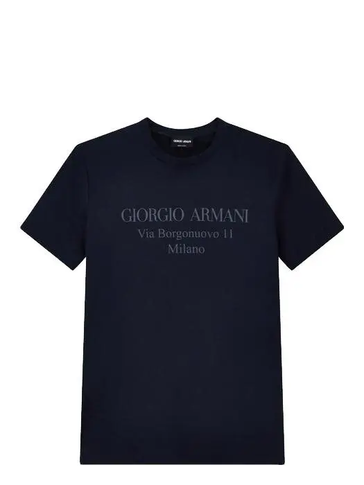 Giorgio Armani Borgonuovo 11 Crew-neck T-shirt In Pima Cotton Jersey - Navy
