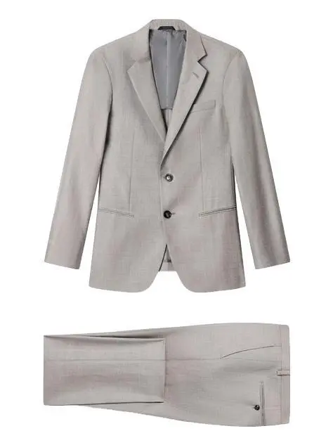 Giorgio Armani Soho Line Single-breasted Suit In Wool, Silk And Linen Grisaille - Green