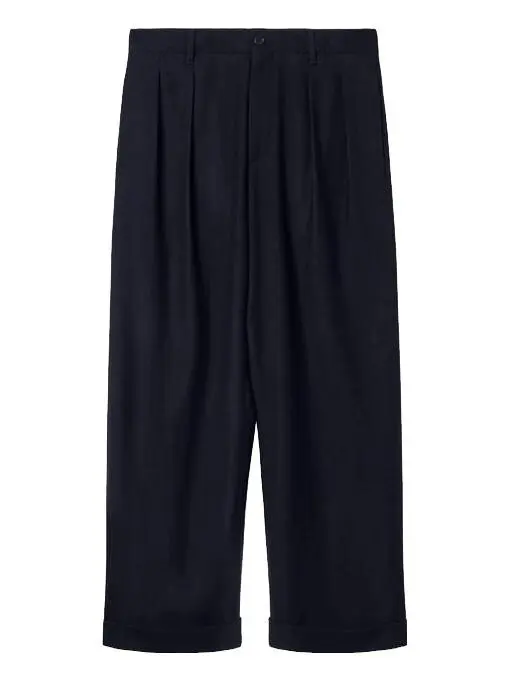 Giorgio Armani For Alanui Pure Virgin Wool Double-pleat Trousers - Navy