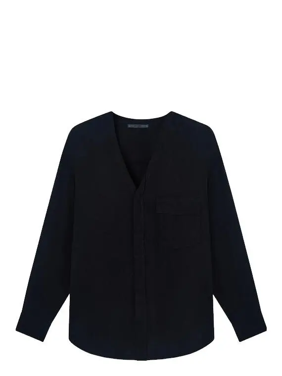Giorgio Armani Cupro Basketweave Shirt Jacket - Black