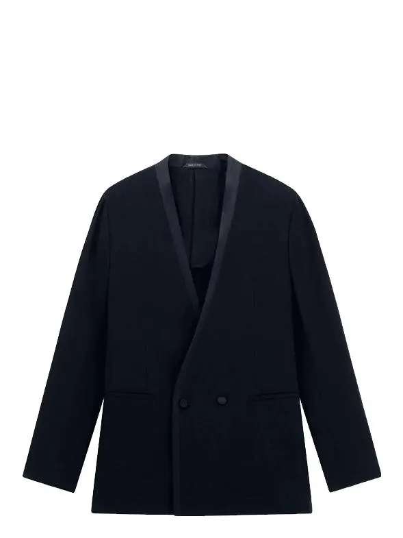 Giorgio Armani Wool-crêpe Double-breasted Jacket - Black