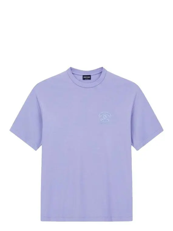 Giorgio Armani Cotton And Modal T-shirt With Embroidery - Purple