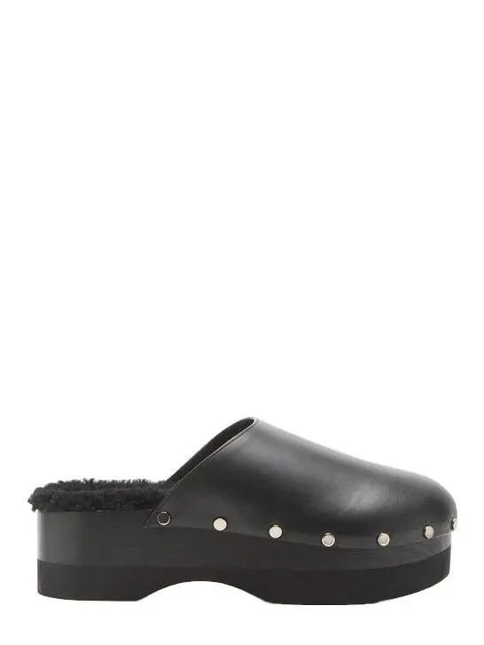 Le Monde Beryl Leather Shearling Clogs - Black