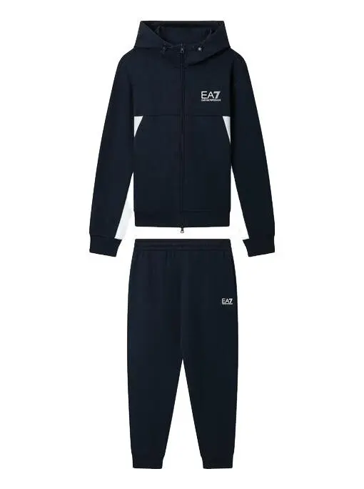EA7 Cotton Tracksuit With Hood - Navy