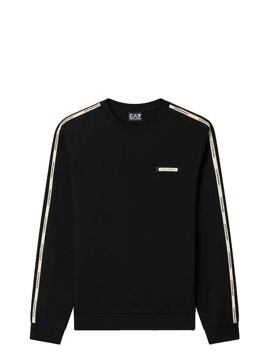 EA7 Logo Series Cotton-blend Interlock Sweatshirt - Black