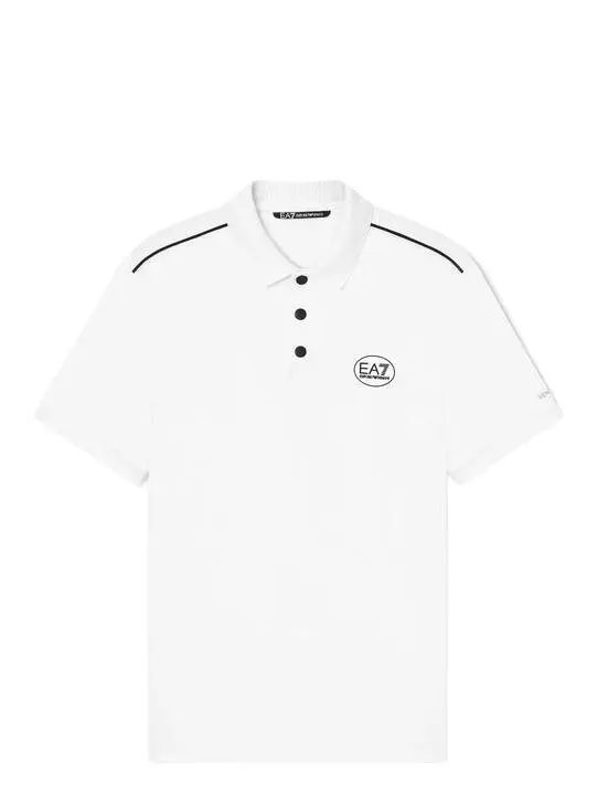 EA7 Tennis Pro Polo Shirt In Ventus7 Technical Fabric - White