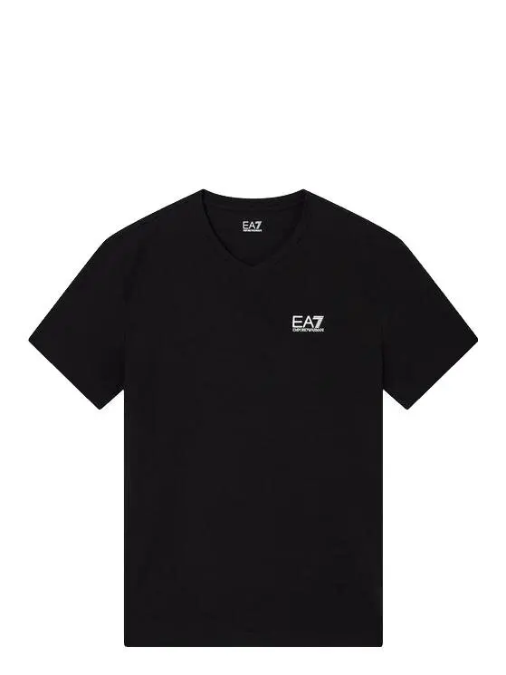 EA7 Core Identity Stretch Cotton Jersey V-neck T-shirt - Black