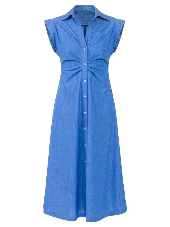 CALLAS MILANO Sleeveless Fit & Flare Shirtdress - Blue