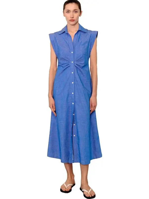 CALLAS MILANO Sleeveless Fit & Flare Shirtdress - Blue